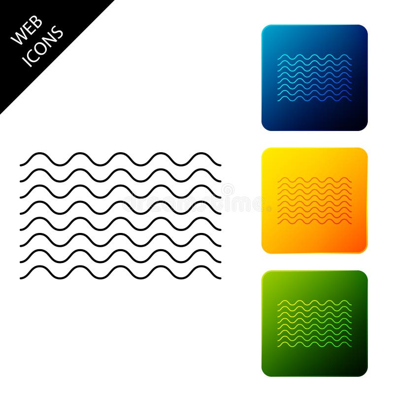 Waves Icon Isolated. Set Icons Colorful Square Buttons Stock Vector ...