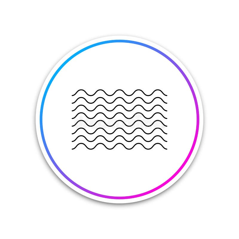 Waves Icon Isolated on White Background. Circle White Button Stock ...