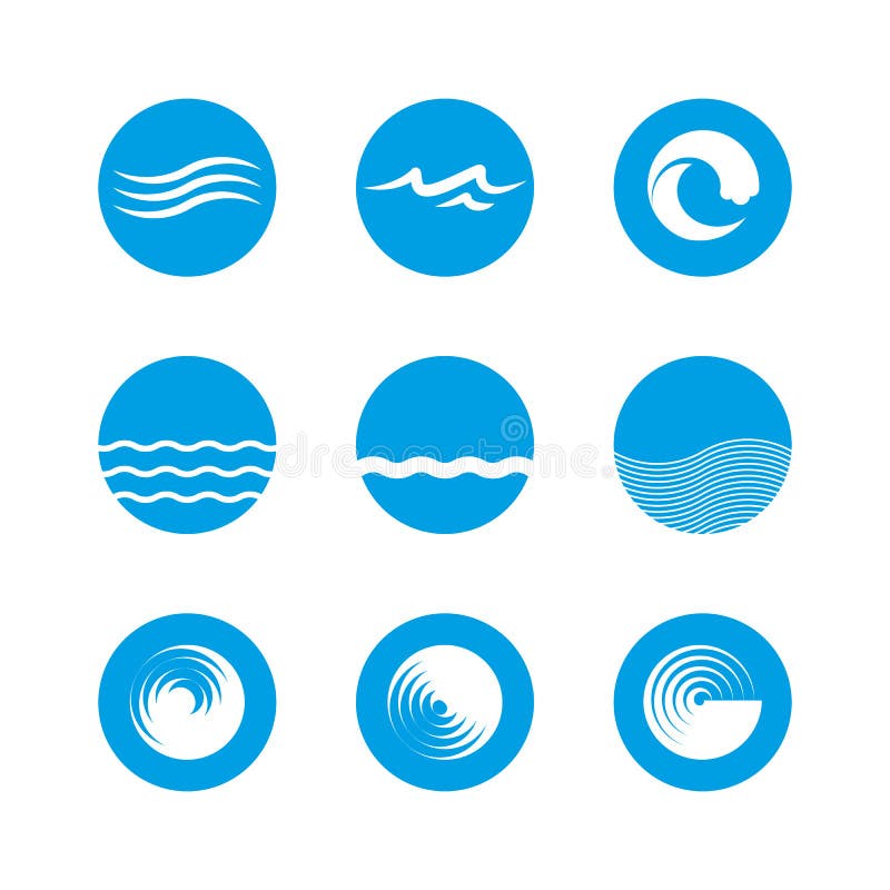 Waves Icon Set - Ocean, Sea, Beach Stock Vector - Illustration of ...