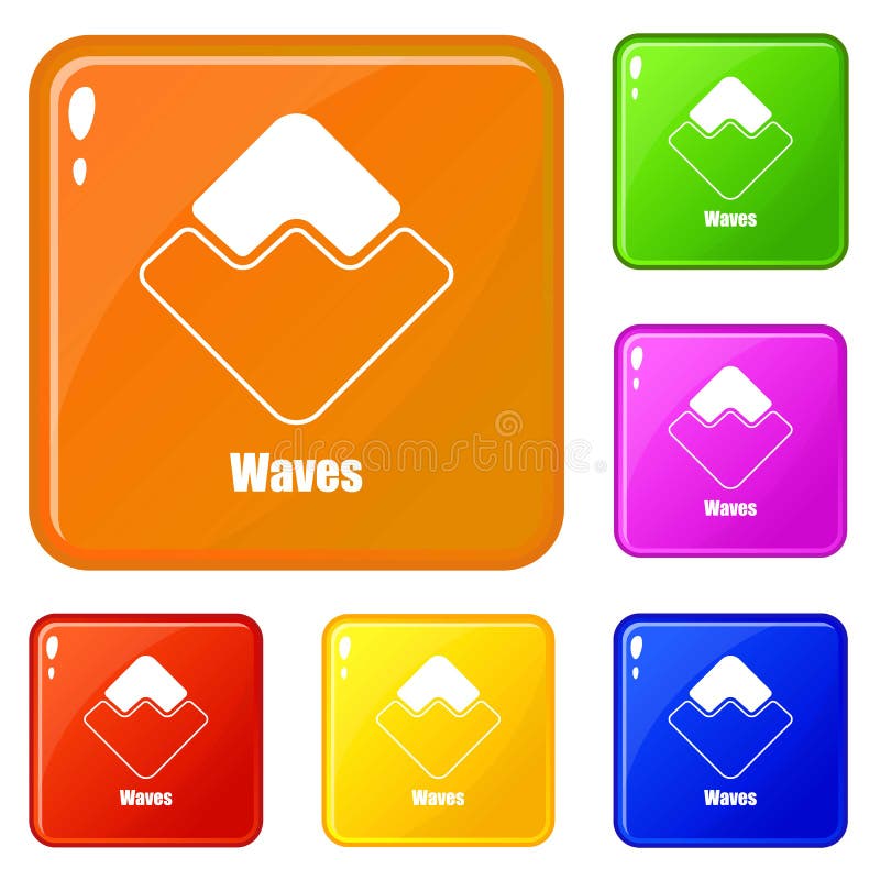 Waves Icons Set Vector Color Stock Vector - Illustration of market ...