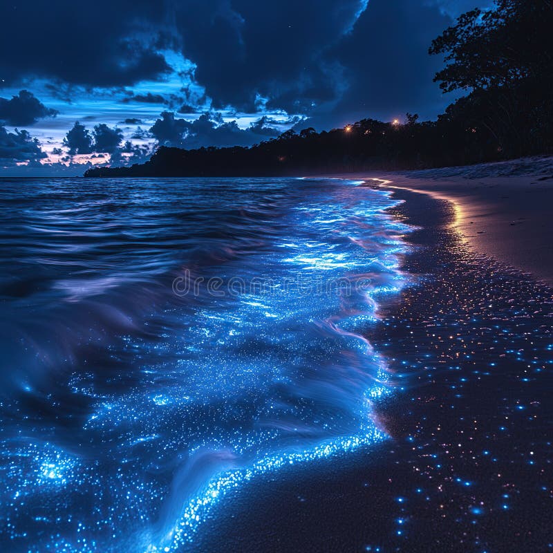 Bioluminescent Waves Create a Magical Glow Along the Shoreline at Night ...