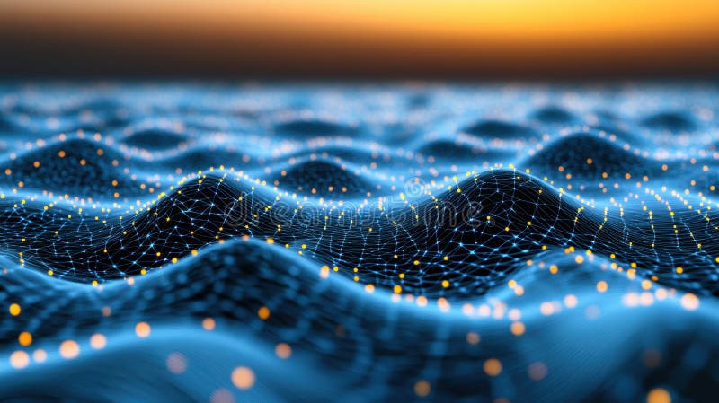 Waves of Interconnected Digital Nodes Create a Futuristic Network Landscape, AI Stock Photo ...