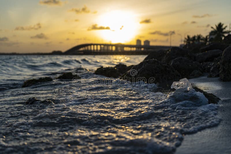 Waves on Key Biscayne Looking Out at the Ocean Stock Image - Image of ...