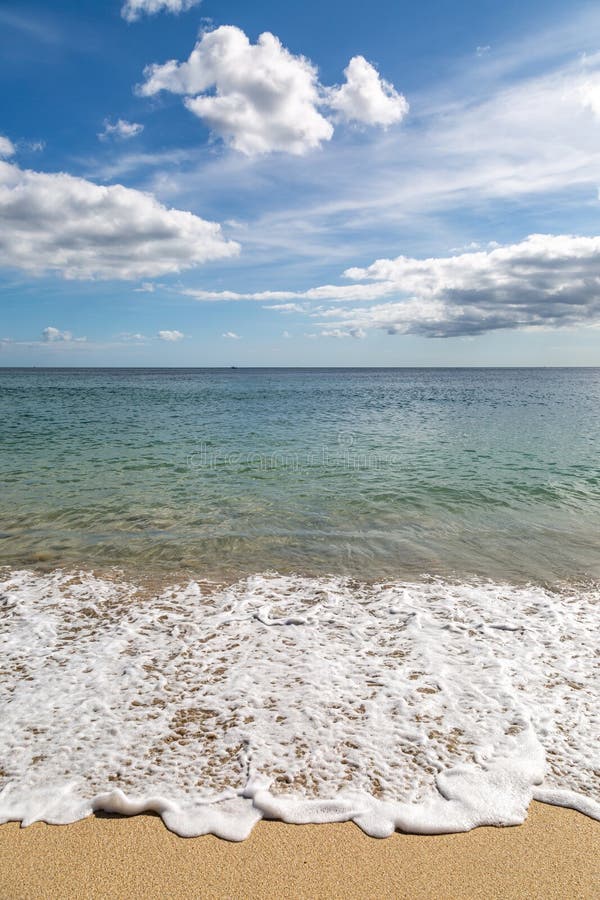 Waves Lapping the Sandy Beach, at Porthcurno in Cornwall Stock Photo ...