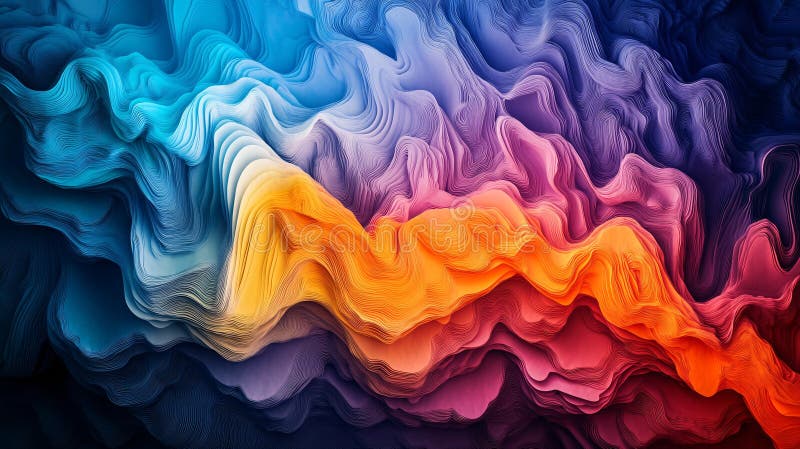 Waves Layered in Gradient Colors Create a Sense of Depth and Motion ...