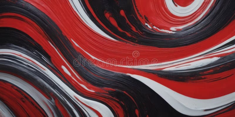 Waves and Layers of Red Black and White. Liquid Paint Gradient and ...