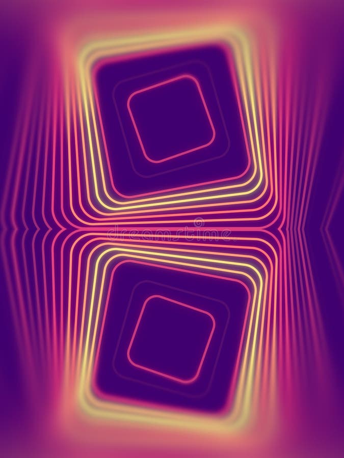 Waves of LED Light on Symmetrically Arranged Square Shapes. 3d ...