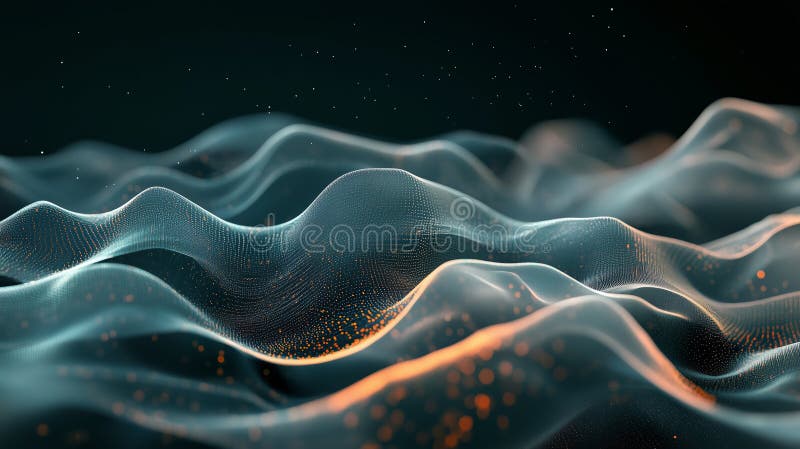 Waves of Light and Color Illuminate an Abstract Landscape in a Dark ...