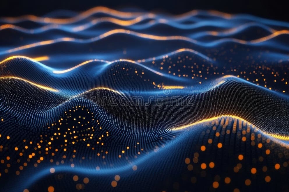 Waves of Light and Particles Creating a Mesmerizing Digital Landscape during Nighttime ...