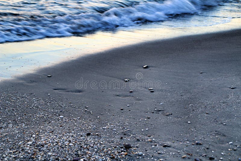 Waves, Light and Sand Texture in the Evening Stock Photo - Image of ...
