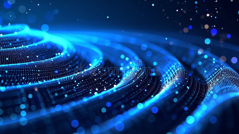 Waves of Light and Vibrant Blue Particles Create a Mesmerizing Rippling ...