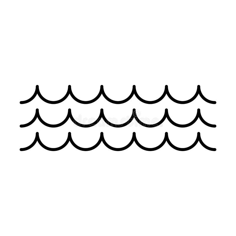 Waves Line Icon, Flat Design Style. Water Outline Symbol, Vector ...