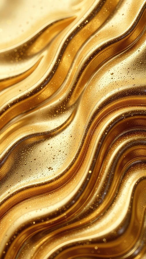 Waves of Liquid Glossy Gold Metal, Glossy Mirror Chrome, Water Effect ...