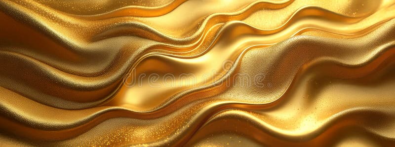 Waves of Liquid Glossy Gold Metal, Glossy Mirror Chrome, Water Effect ...