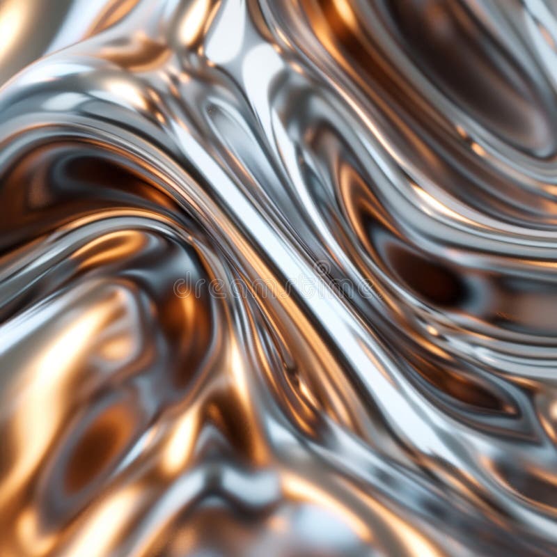 Waves of Liquid Metal Flow in Fluid Motion Stock Illustration ...