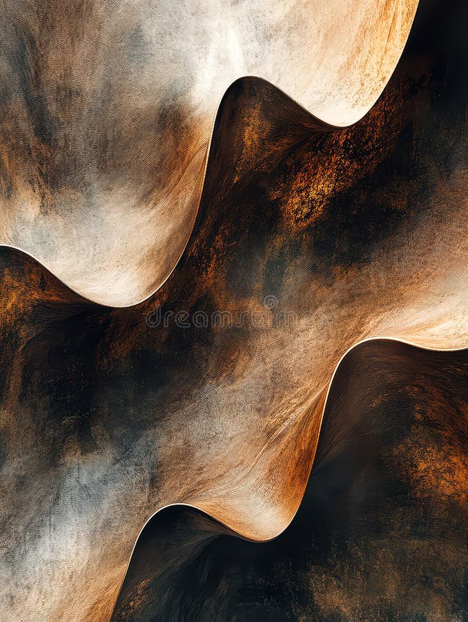 Waves of Metallic Hues Dance Gracefully Under Soft Light in an Abstract ...