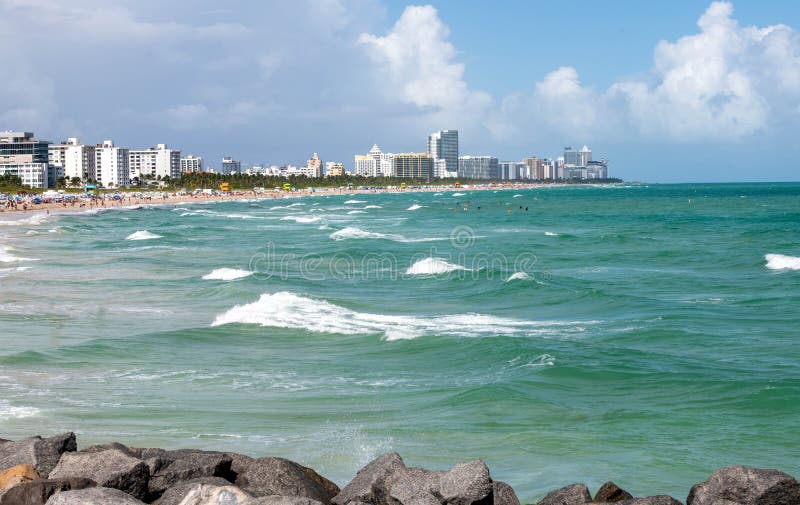 Waves on Miami Beach Florida Stock Photo - Image of vacation, rock ...