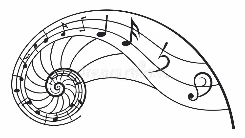 Waves and Nautilus Shell, Ocean Nature and Fibonacci Pattern Vector ...