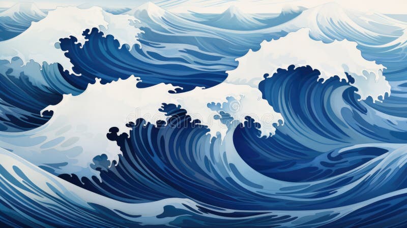 Waves in Navy Blue Colors, Abstract Illustration Stock Illustration ...