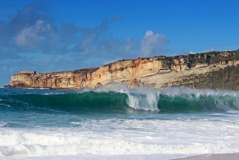 Waves at Nazare beach stock photo. Image of portugal - 29286340