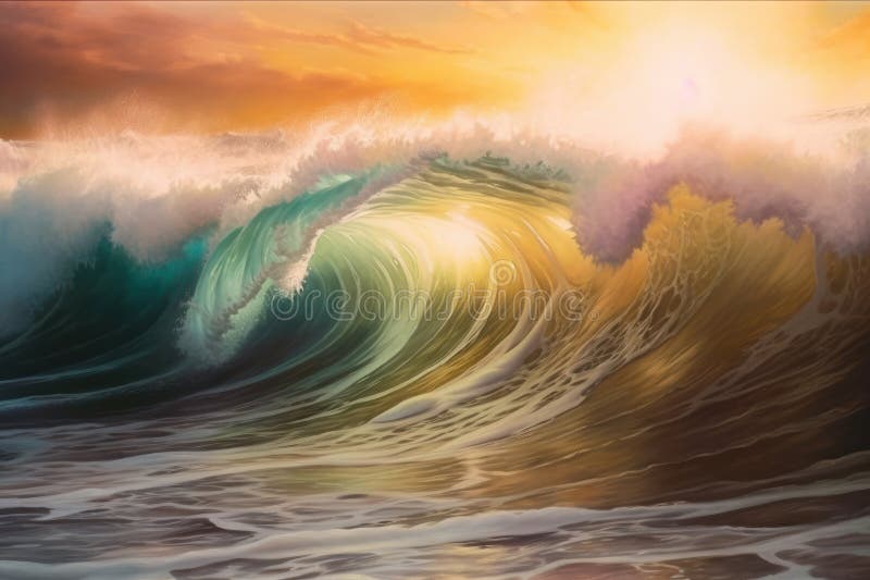 Waves in the Ocean. Beautiful Illustration Picture Stock Illustration ...