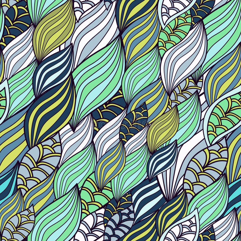 Waves Organic and Floral Pattern Stock Illustration - Illustration of ...