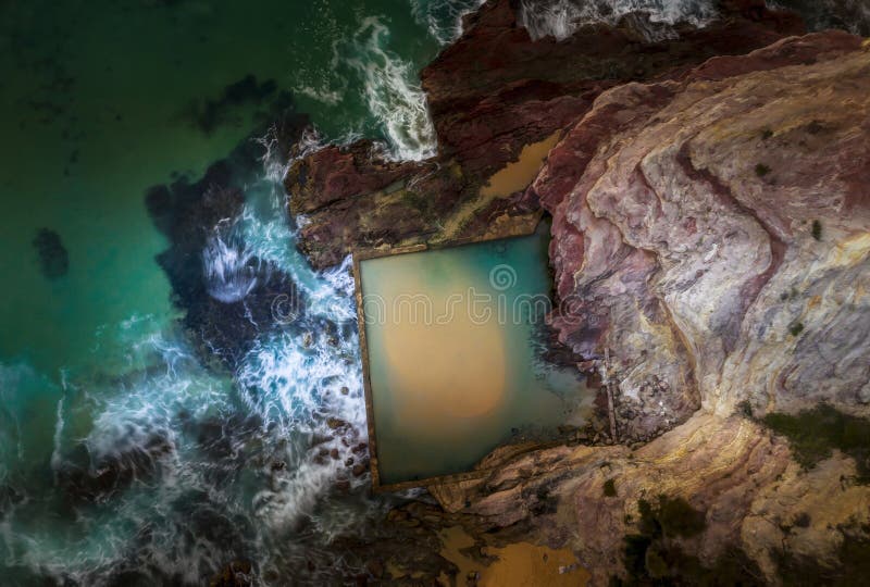 Waves Overflow into an Ocean Rockpool Stock Image - Image of swim ...