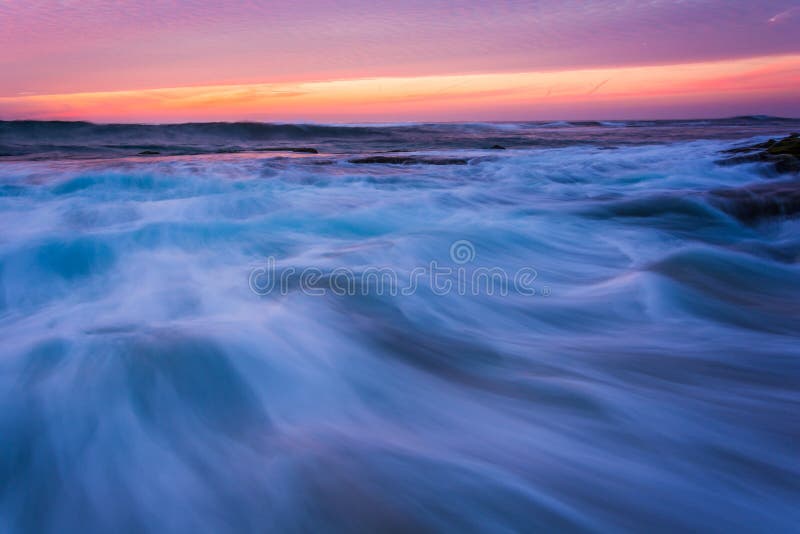 Waves in the Pacific Ocean at Sunset Stock Photo - Image of outdoors ...