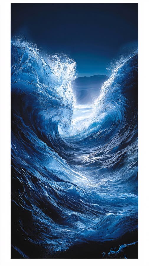 The Waves Parted and Revealed Light Stock Illustration - Illustration ...