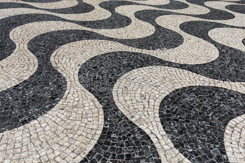 Waves Pattern on the Pavement in Lisbon Portugal Stock Photo - Image of ...