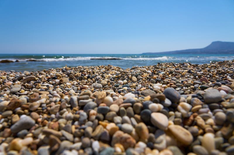 Waves on a Pebble Beach in Chania in Crete Stock Photo - Image of ...