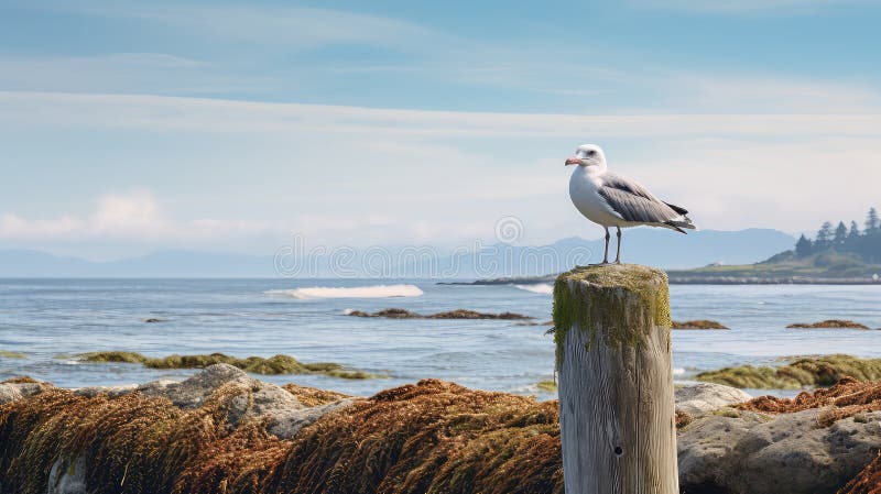 Waves Pebble Beach Landscape Stock Illustration - Illustration of ...