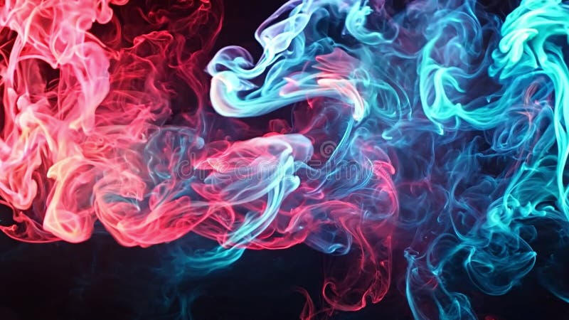 Colorful Swirling Smoke Patterns in Vibrant Red and Blue Light on a ...