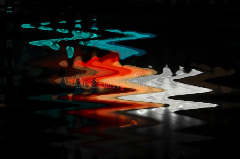 Waves and Reflections of Colored Lights Stock Illustration ...