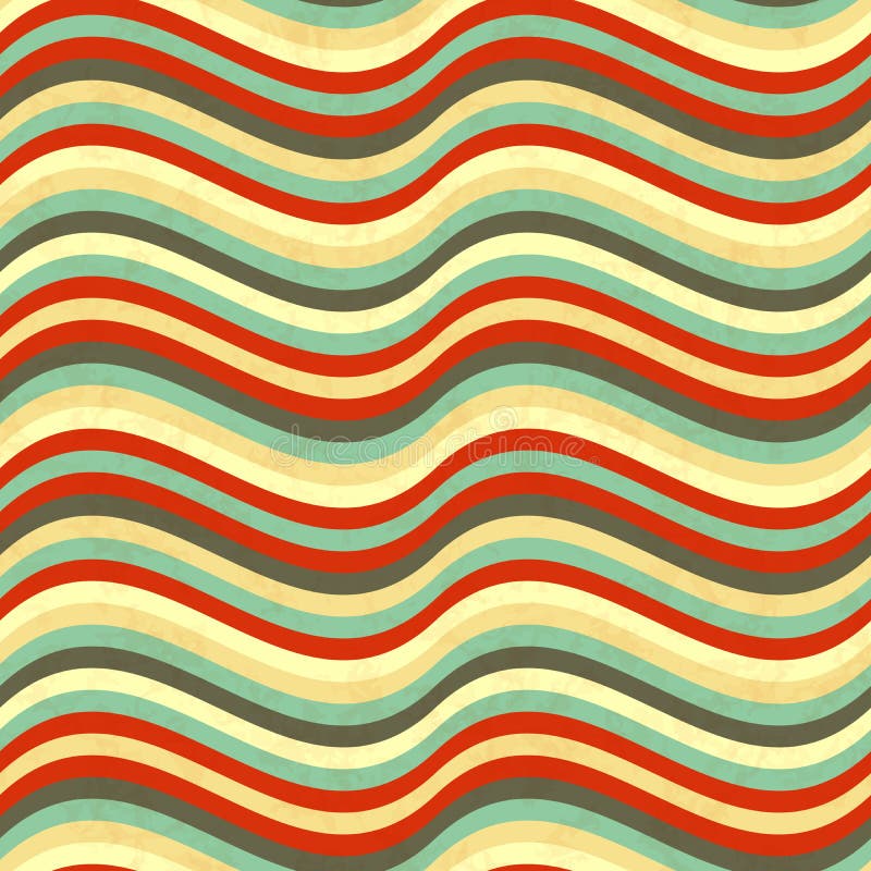Waves in Retro Colours, Abstract Seamless Pattern Stock Illustration ...