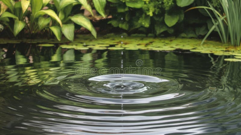 Waves of Rippling Water in a Pond, Caused by Droplets Falling, Creating ...