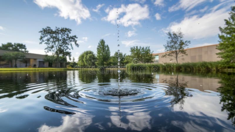 Waves of Rippling Water in a Pond, Caused by Droplets Falling, Creating ...