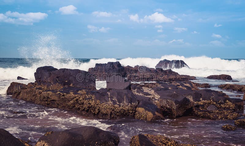 Waves on Rocks at the Beach Stock Image - Image of waves, beach: 125232627