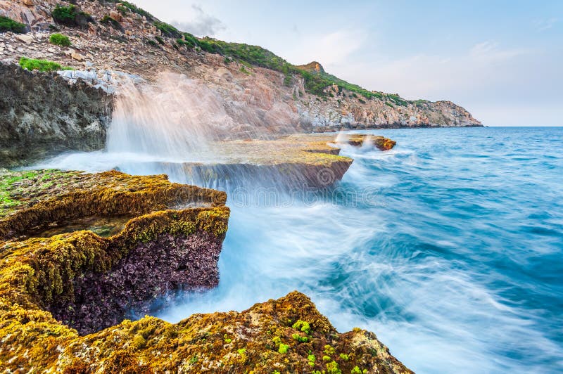 Waves on the Rocks in the Center of Vietnam Stock Photo - Image of ...