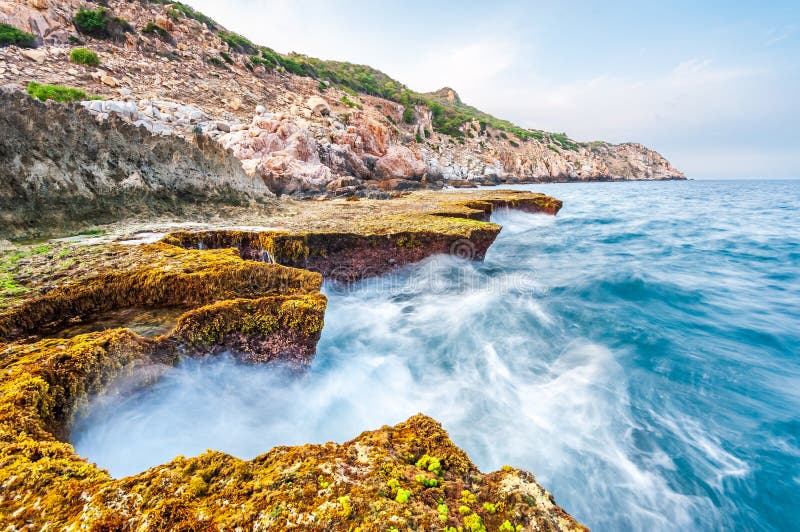 Waves on the Rocks in the Center of Vietnam Stock Photo - Image of ...