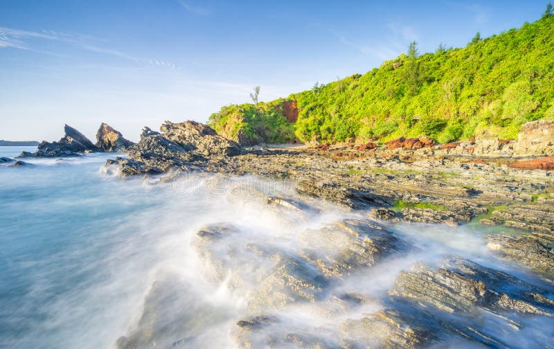 Waves on the Rocks in the Center of Vietnam Stock Image - Image of ...