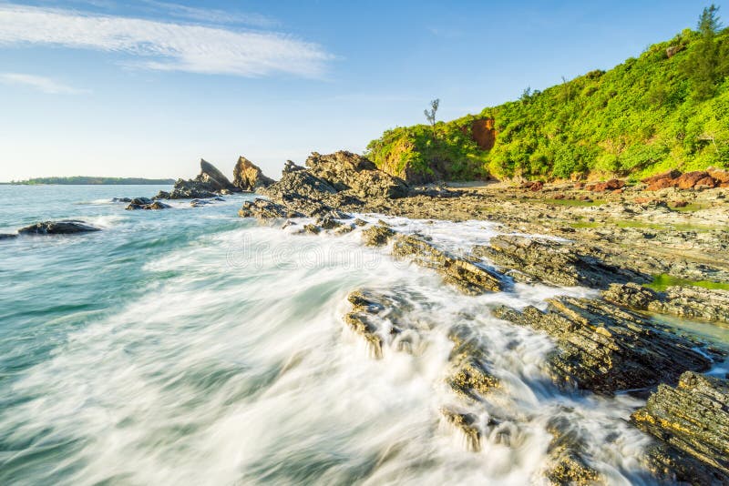 Waves on the Rocks in the Center of Vietnam Stock Photo - Image of ...