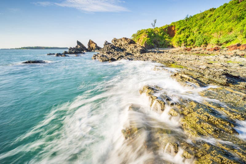 Waves on the Rocks in the Center of Vietnam Stock Photo - Image of blow ...