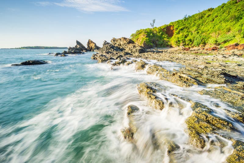 Waves on the Rocks in the Center of Vietnam Stock Photo - Image of move ...