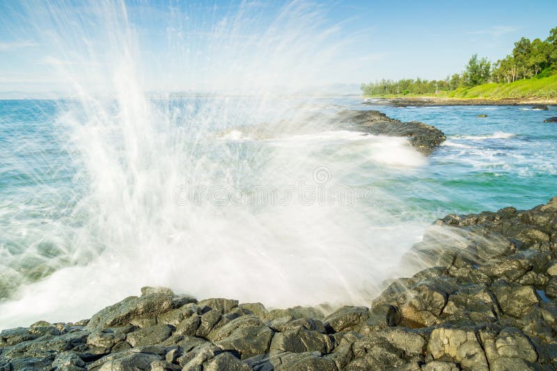 Waves on the Rocks in the Center of Vietnam Stock Photo - Image of ...