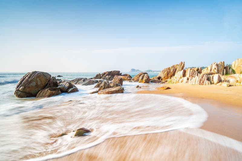 Waves on the Rocks in the Center of Vietnam Stock Photo - Image of push ...