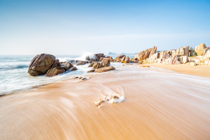 Waves on the Rocks in the Center of Vietnam Stock Photo - Image of ...