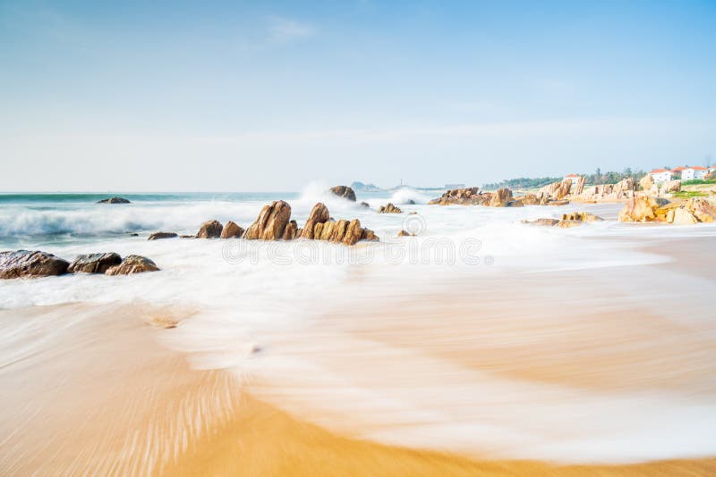 Waves on the Rocks in the Center of Vietnam Stock Image - Image of ...