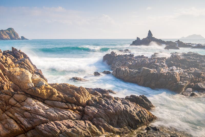 Waves on the Rocks in the Center of Vietnam Stock Image - Image of ...