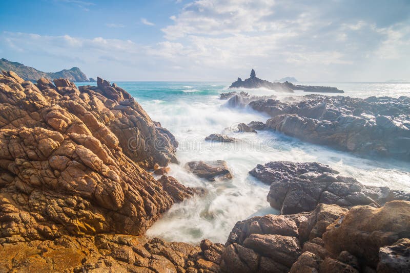 Waves on the Rocks in the Center of Vietnam Stock Photo - Image of ...